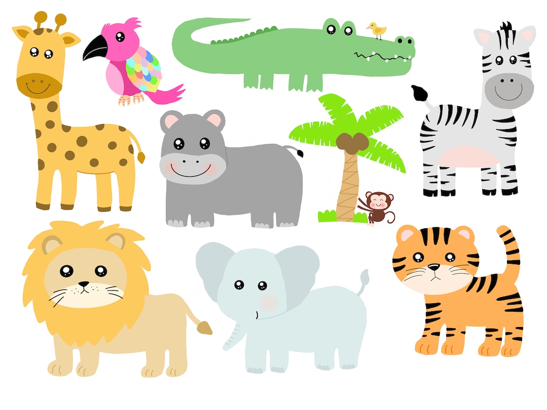 Cute Safari Animals Clipart Set - Instant Download - Etsy