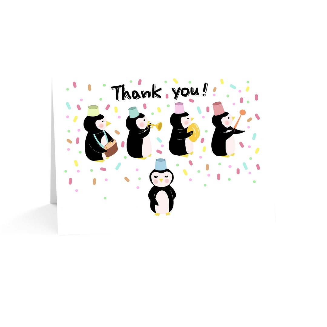 Cute Penguins Thank You Card, Printable Thank You Card - Instant ...