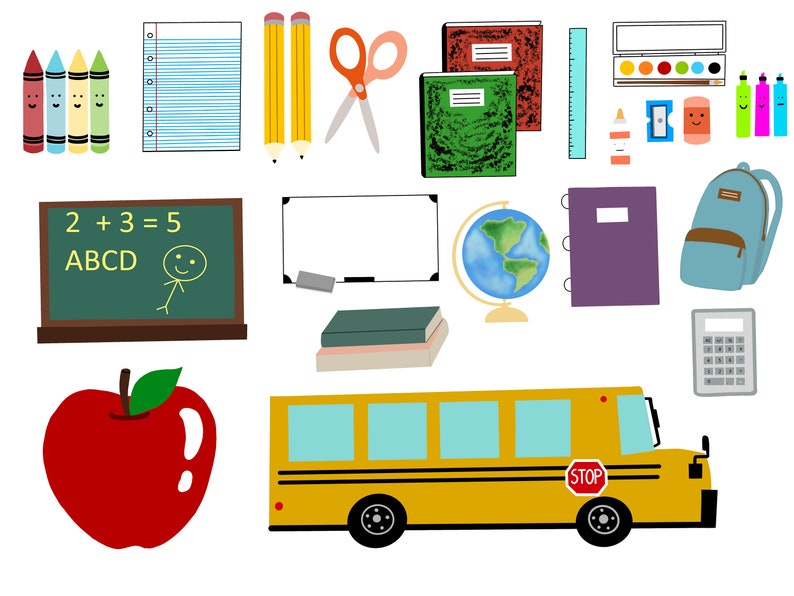 Cute Back to School Clipart , Back to School Clip Art, Instant Download ...