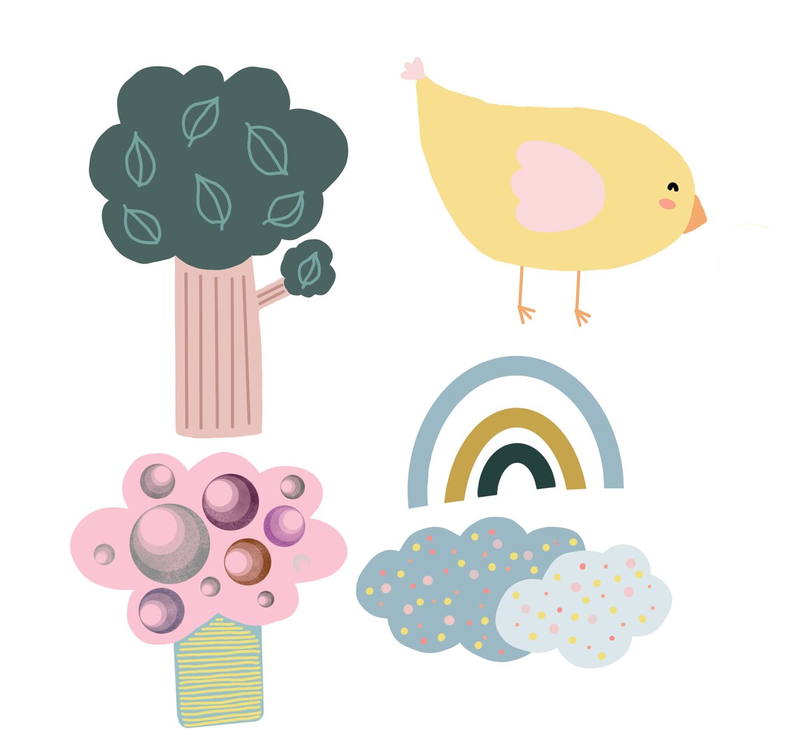 Pastel Birds Clipart Cute Birds Clip Art Instant Download - Etsy Australia