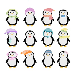 Cute Penguins Clip Art, Penguin Clipart - Instant Download - Etsy