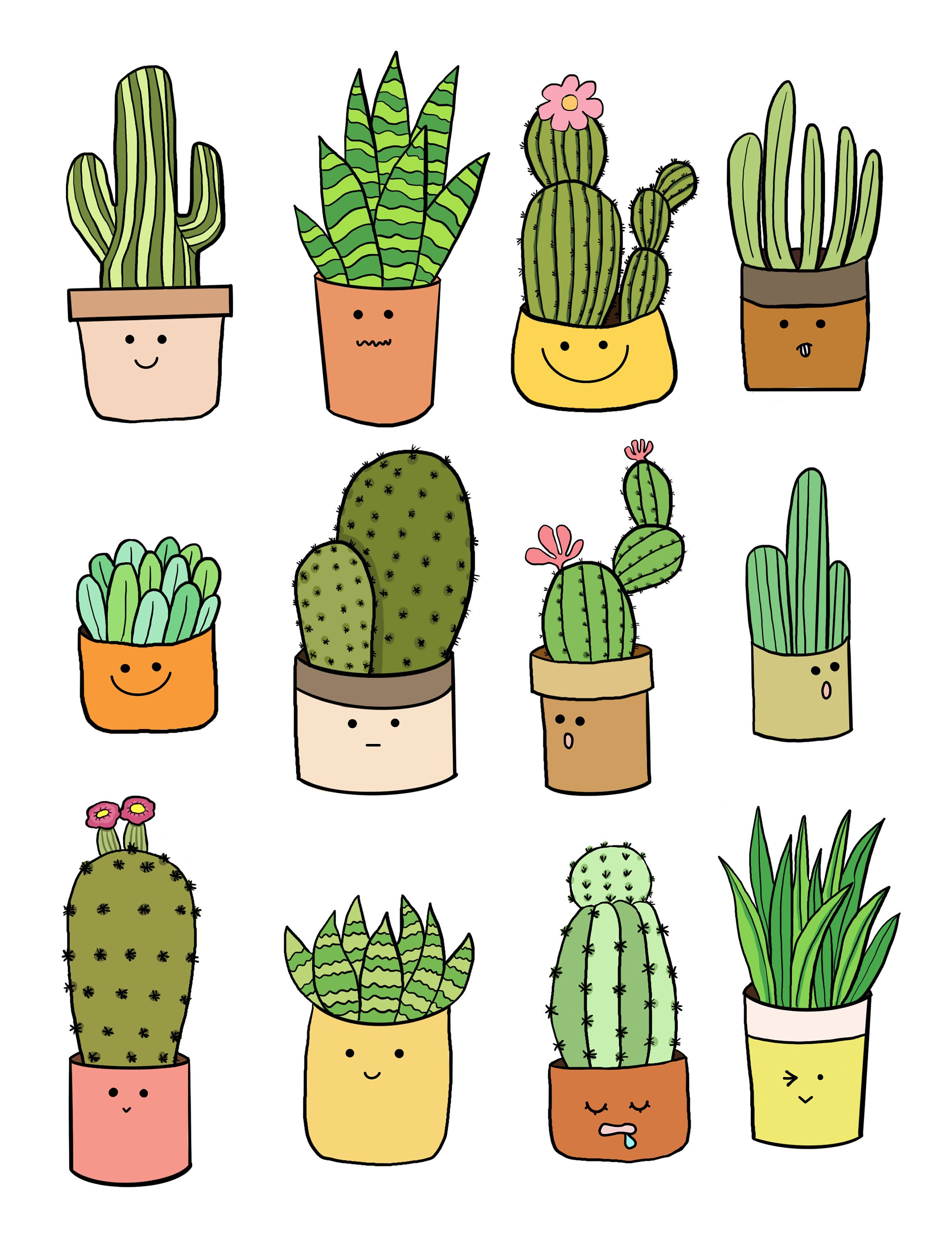 Cute Baby Cactus Clip Art, Cactus Clipart - Instant Download - Etsy