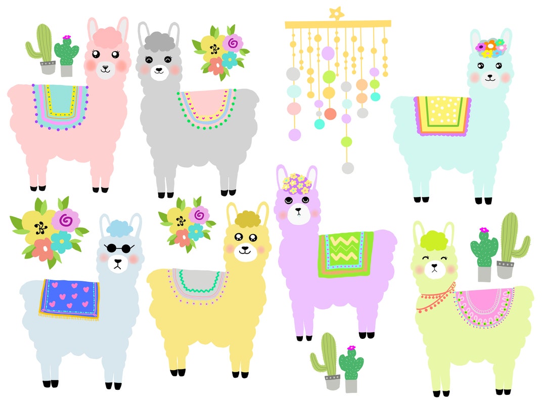 Cute Llama Clipart Set - Instant Download, Personal Use, Llama PNG - Etsy