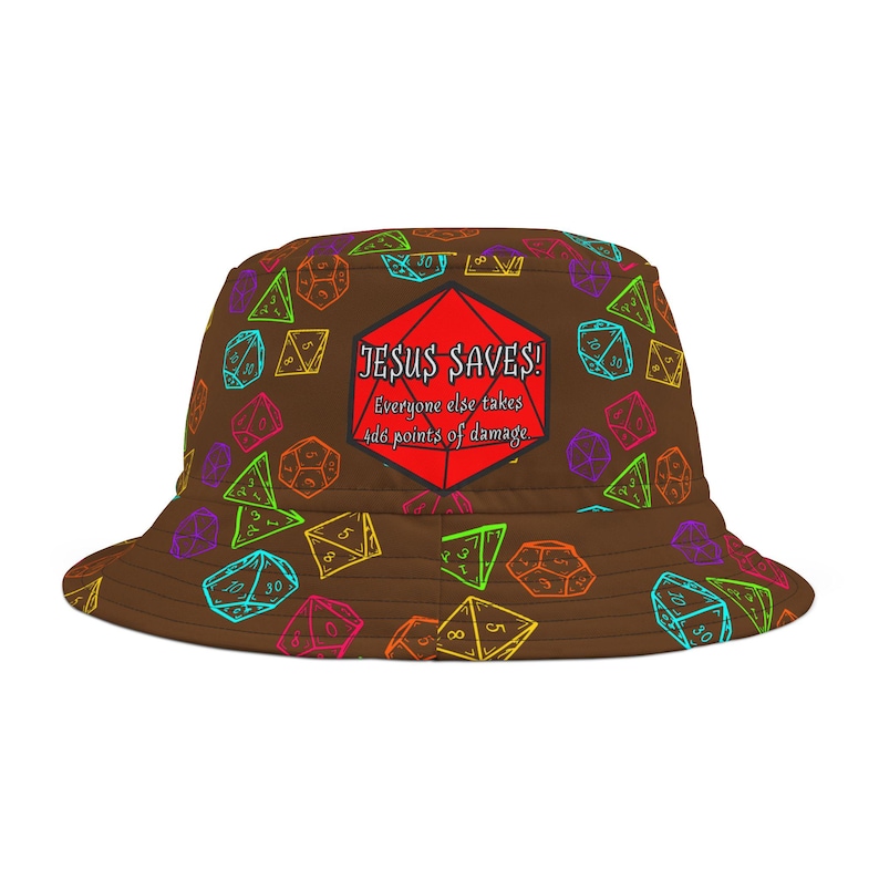 DND Bucket Hat - Jesus Saves! Bucket Hat, DND Dice Bucket Hat, DND D20 ...