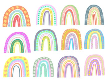 Watercolor Pastel Rainbow PNG Cute Rainbow Portrait Clipart ...