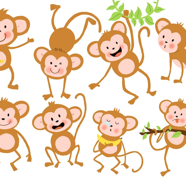 Monkey Clipart - Etsy
