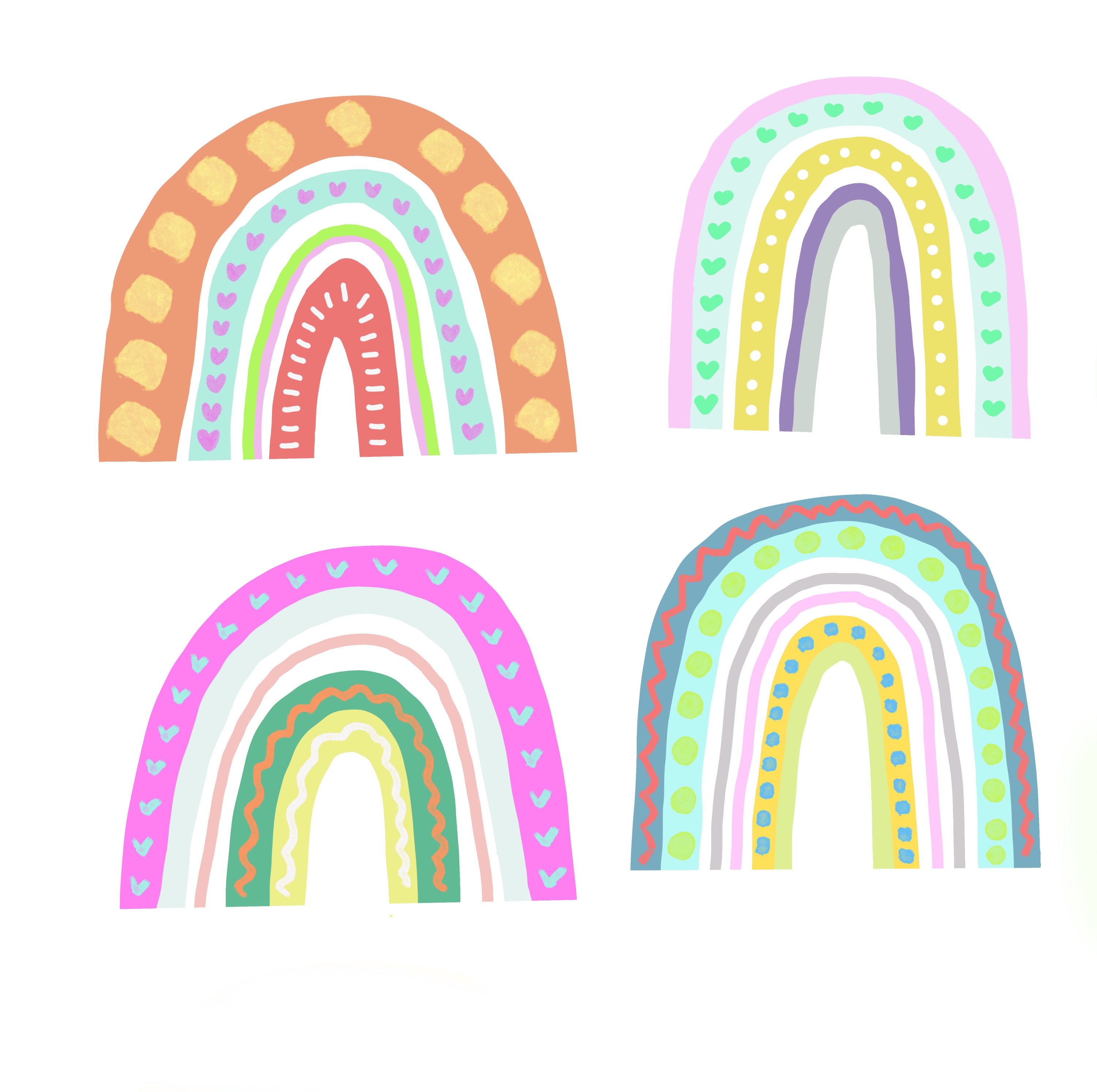 Pastel Rainbow Clipart, Cute Rainbow Clip Art - Instant Downlaod - Etsy