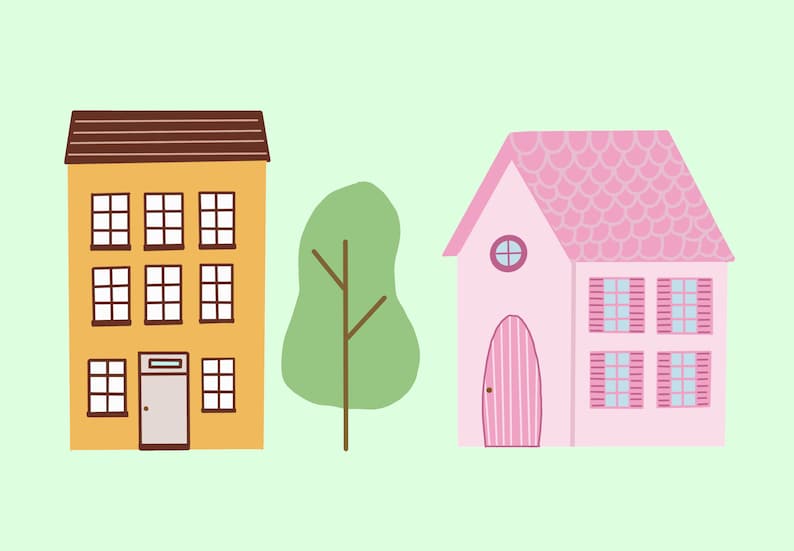 Little Town Clipart Home Clip Art House Clipart Set - Etsy