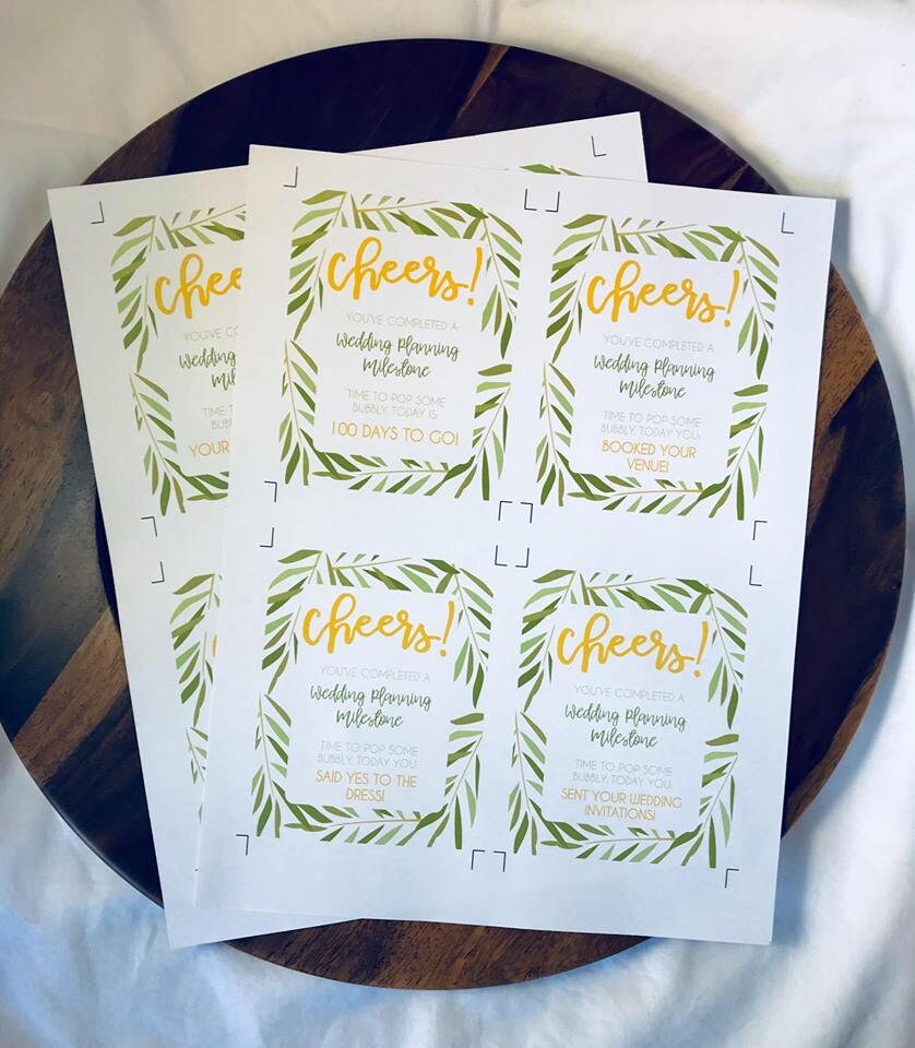 Wedding Planning Milestone "cheers" Gift Tags: PRINTABLE FILE - Etsy