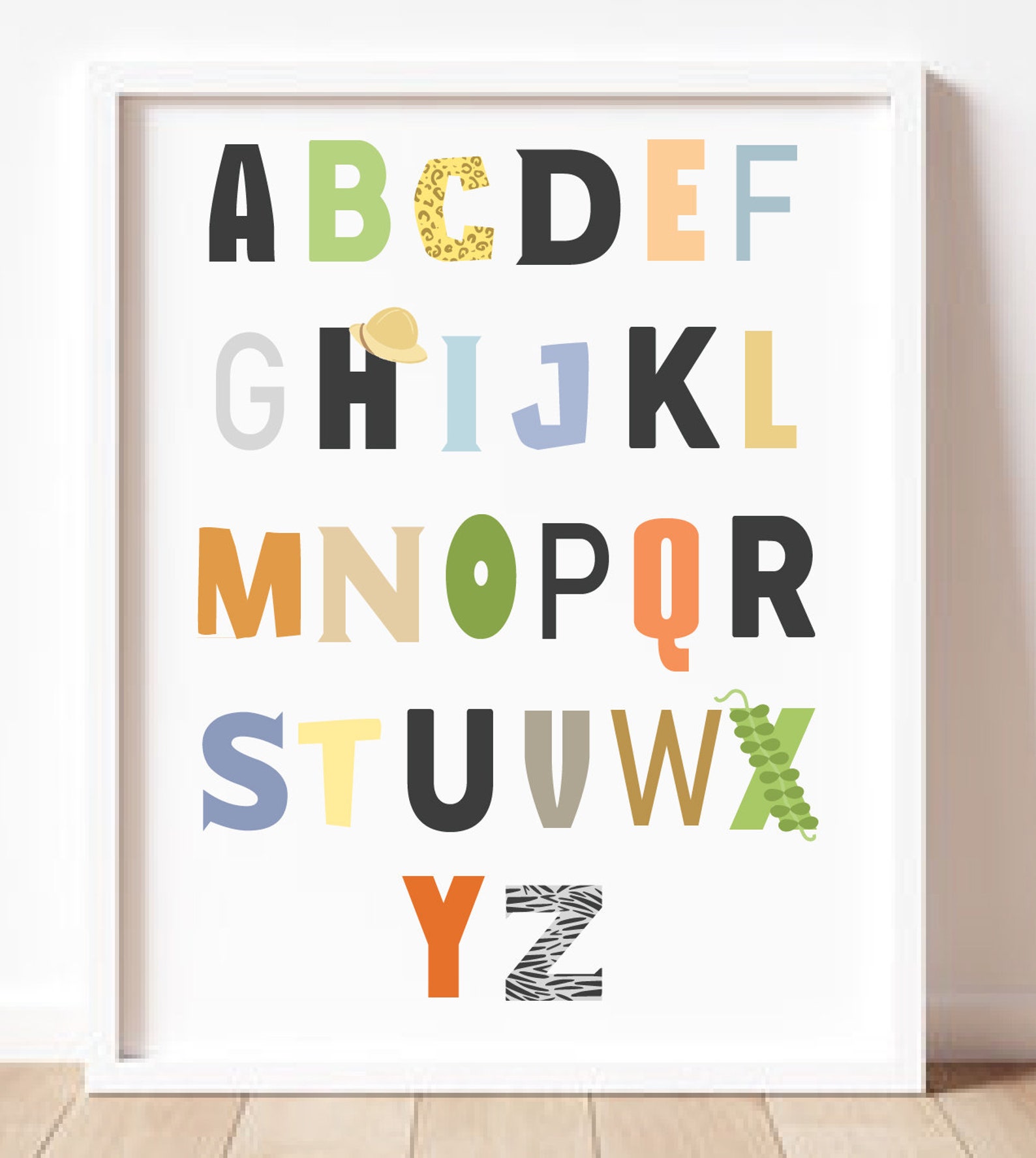 Safari Alphabet, Safari Animals, Alphabet Collage, Safari Nursery Theme ...