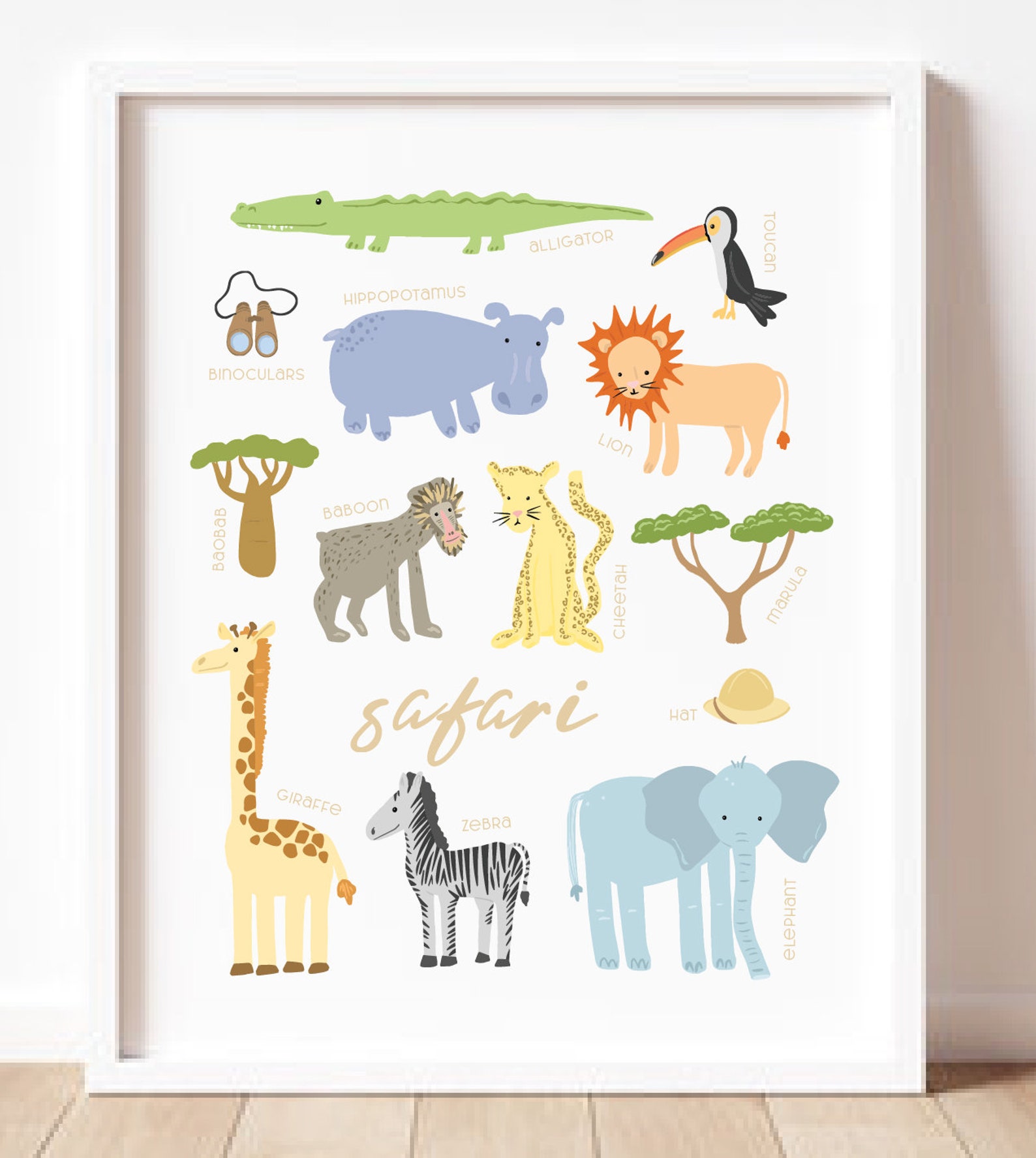 Safari Animal Collage, Safari Animals, Safari Art Print, Safari Nursery ...
