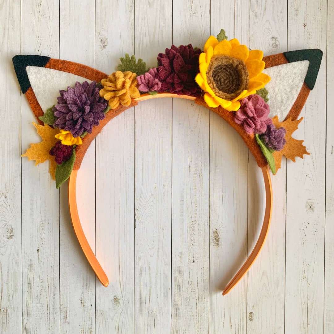 Fox Flower Crown || Felt Fox Ears Headband || Woodland Animal Costume ...