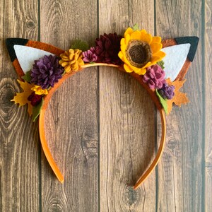 Fox Flower Crown || Felt Fox Ears Headband || Woodland Animal Costume ...