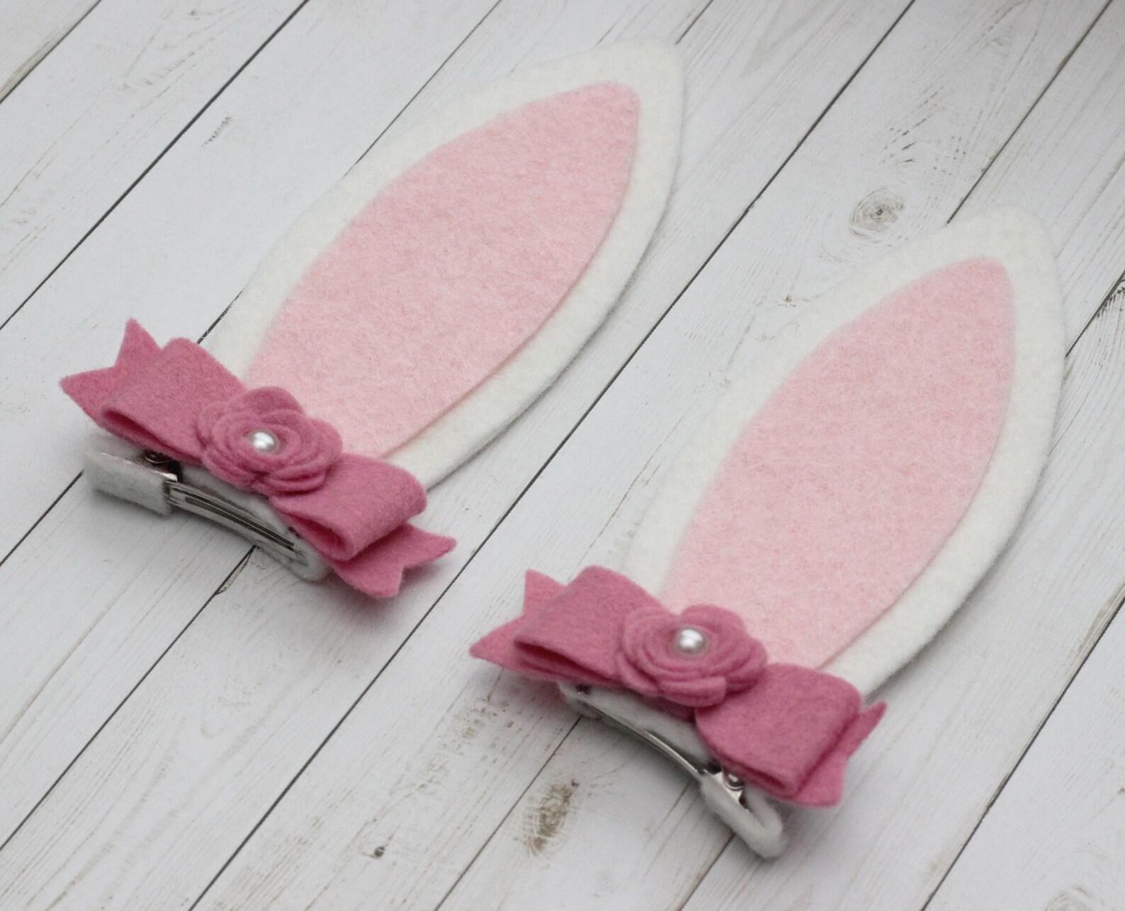 Felt Rabbit Ear Hair Bow Clips || Easter Bunny Ear Hair Clips - Etsy