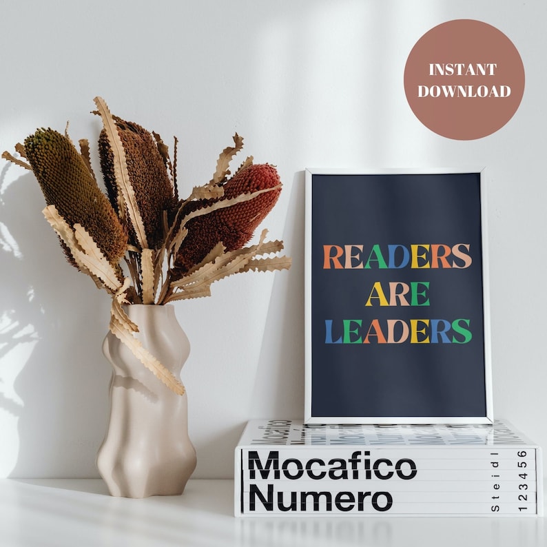 READERS ARE LEADERS Printable Bookish Art Print - Etsy