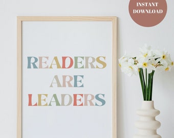 READERS ARE LEADERS Printable Bookish Art Print - Etsy