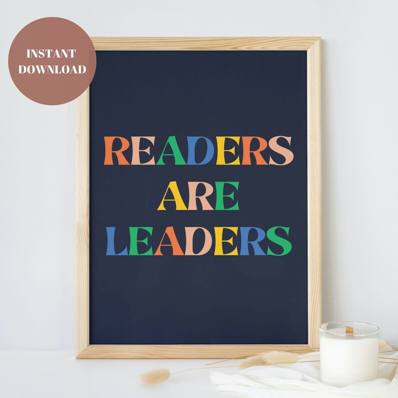 READERS ARE LEADERS Printable Bookish Art Print - Etsy