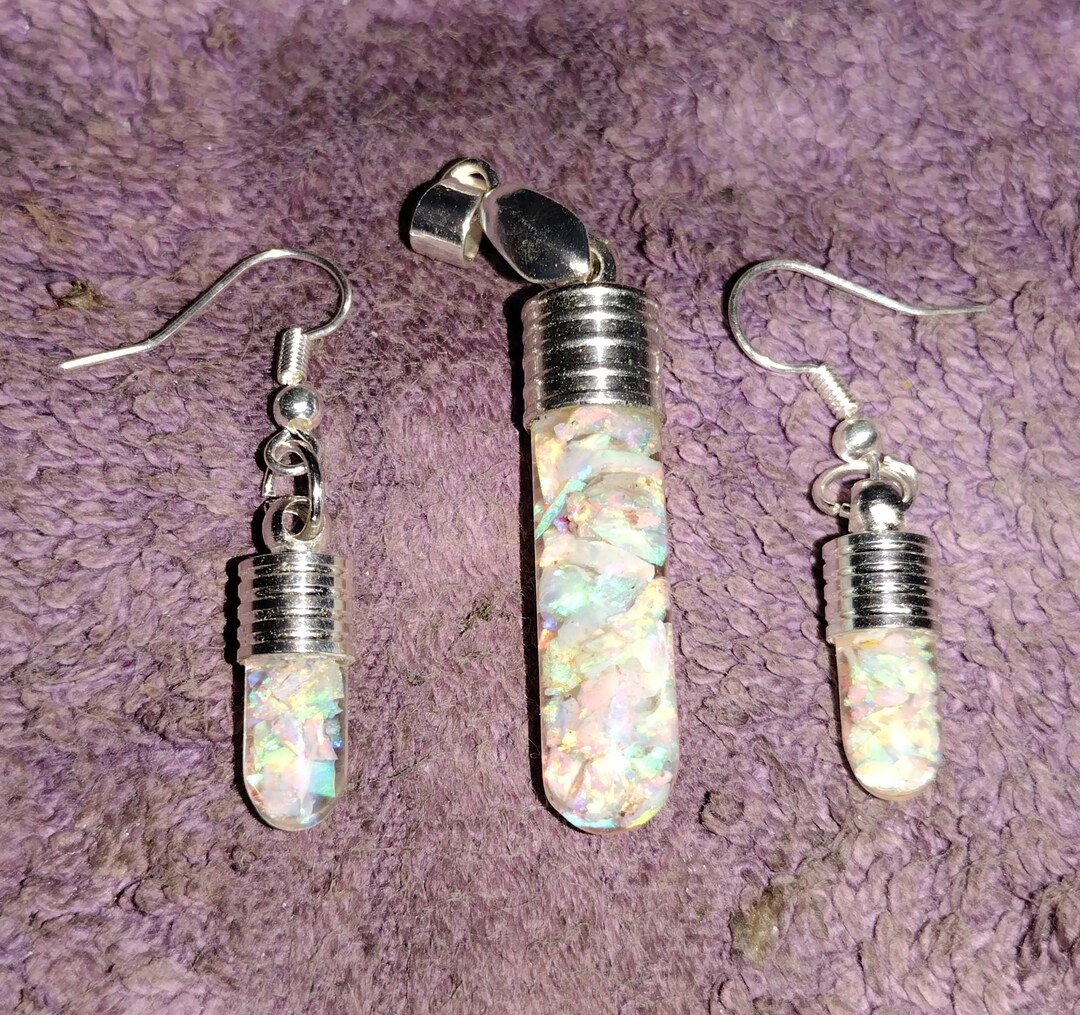 Australian Andamooka Rough Crystal Opal Jewelry, Tube Pendant/earring ...