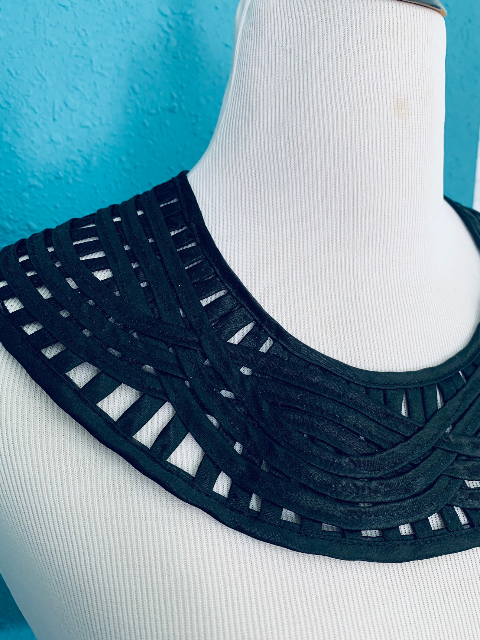 Large Black Satin Piping Design Collar Neck Piece No Closure | Etsy