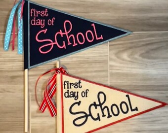 Personalized Back to School Sign First Day of School Pennant Flag - Etsy