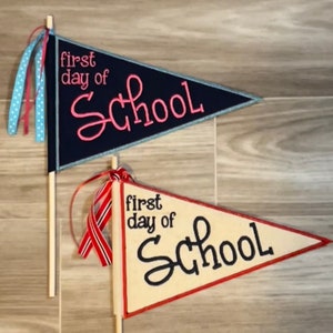 First Day of School Embroidered Pennant Flag | Last Day of School ...