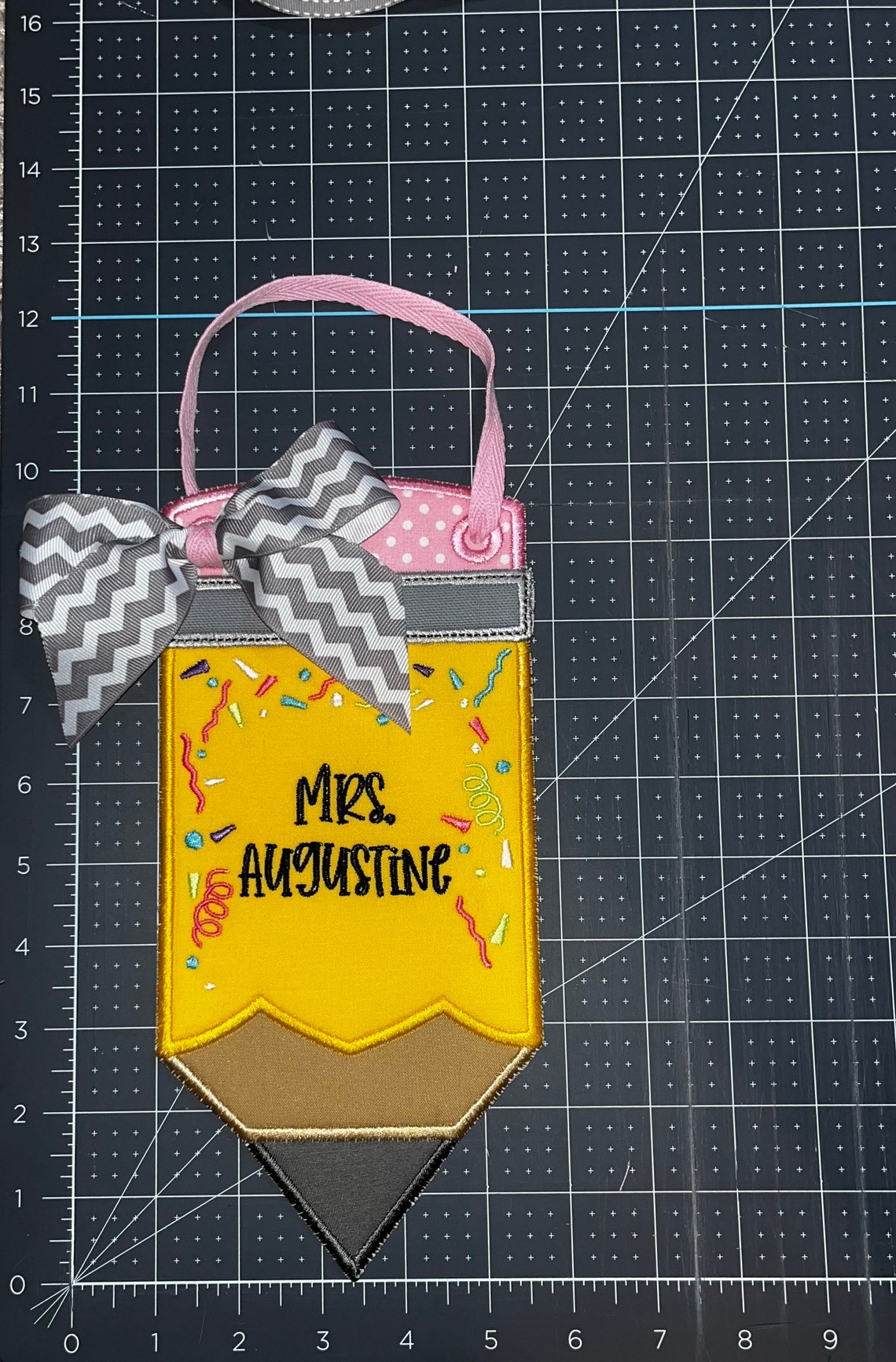 Custom Confetti Pencil Classroom Door Sign Embroidered - Etsy