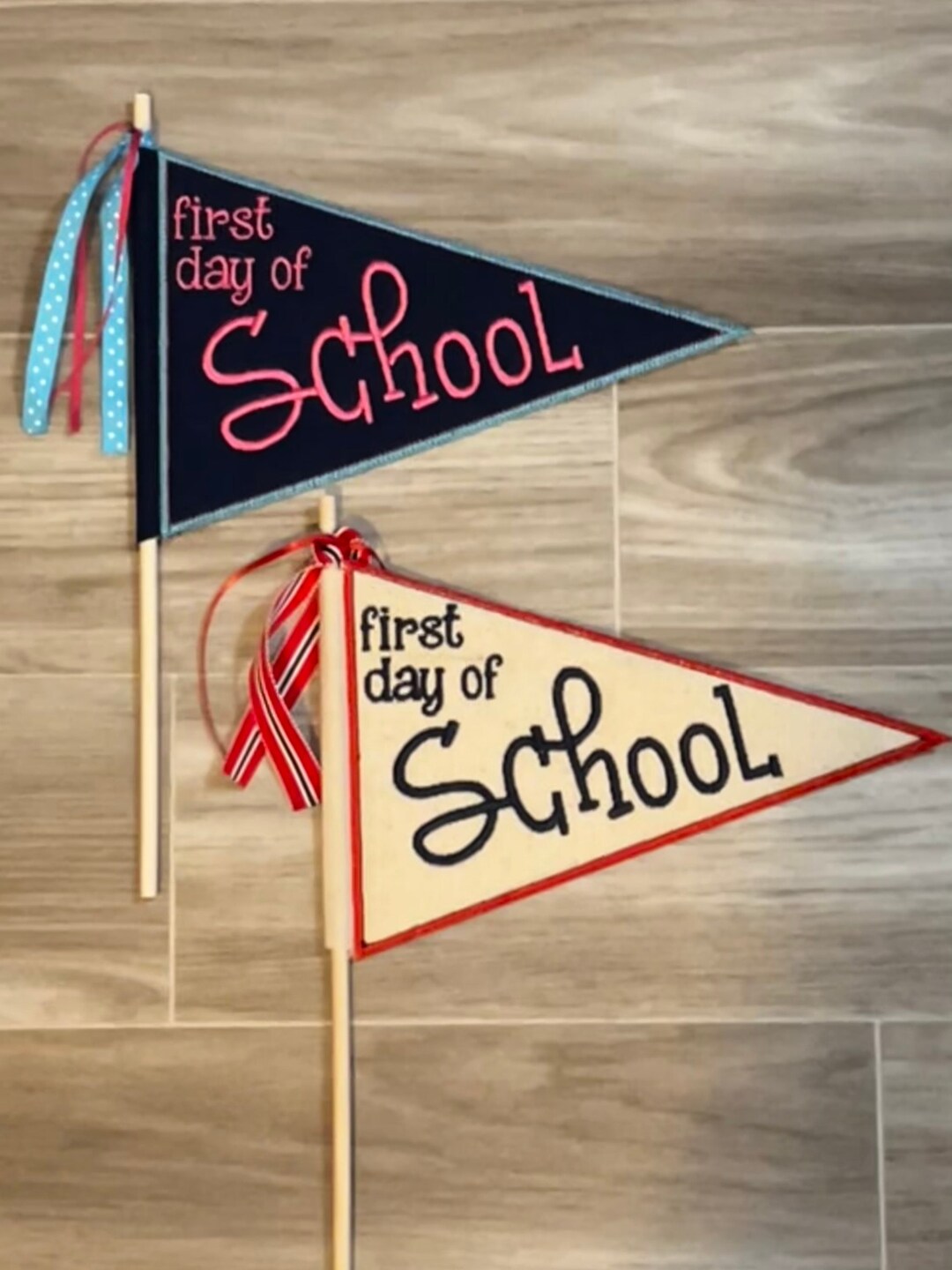 First Day of School Embroidered Pennant Flag | Last Day of School ...