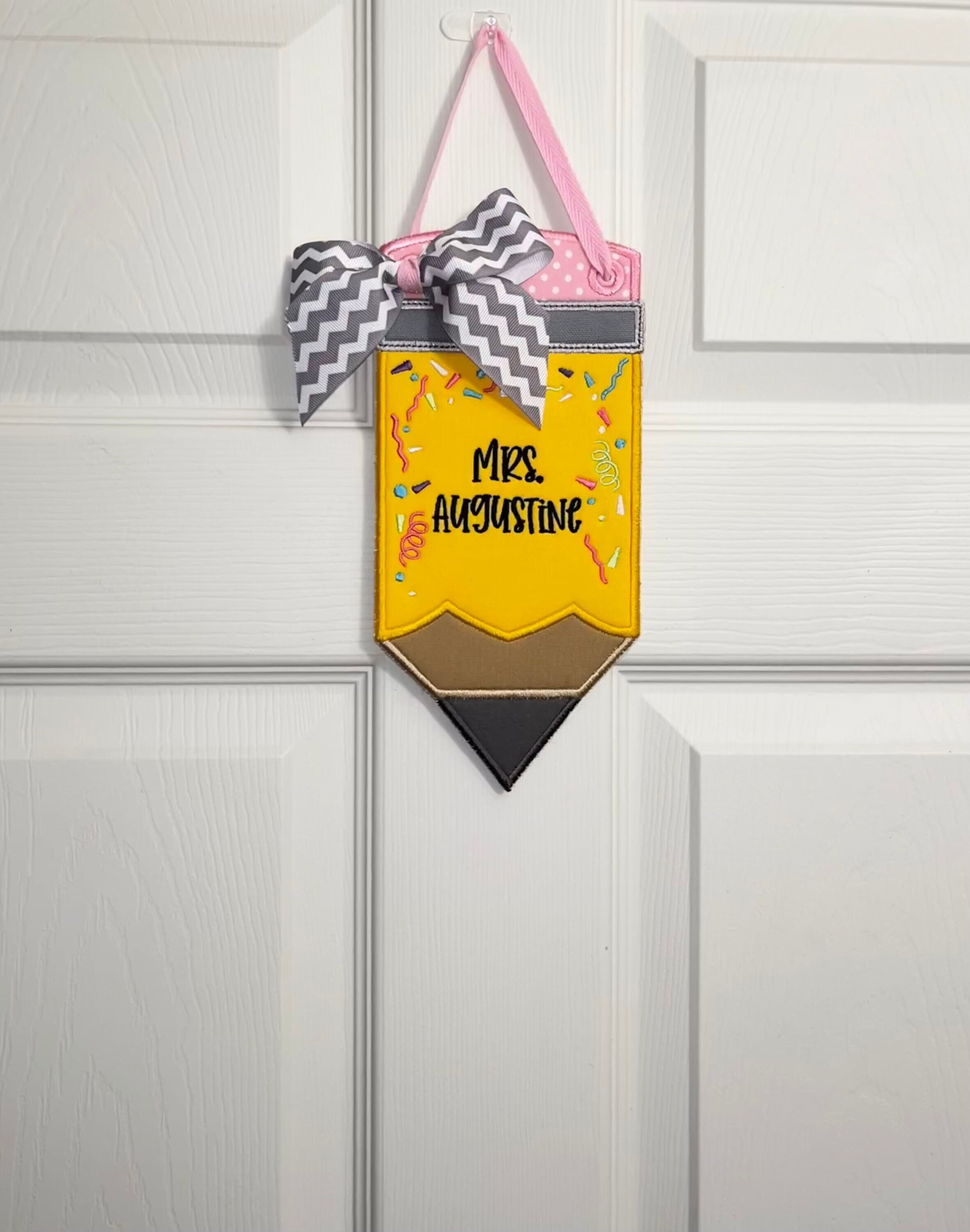 Custom Confetti Pencil Classroom Door Sign Embroidered - Etsy