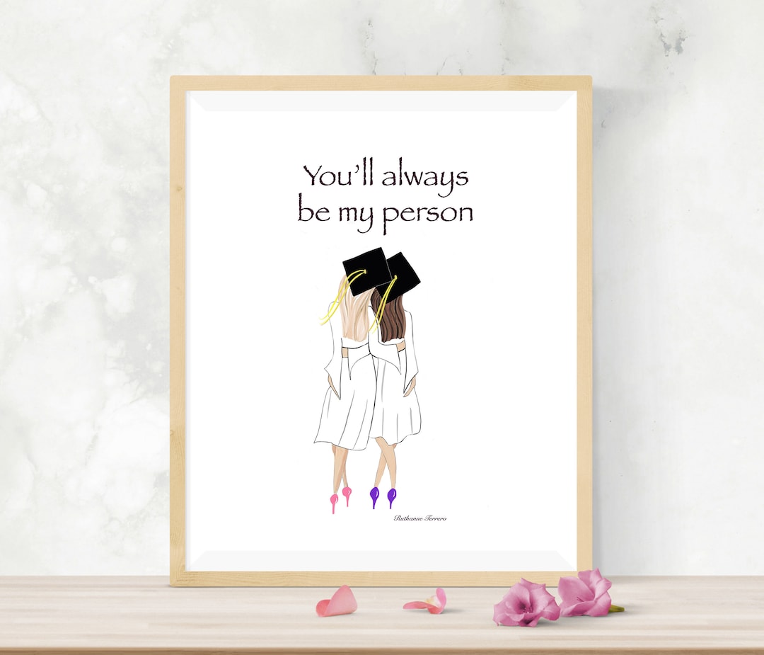 Two Best Friends Graduation Illustration, Grad Gift for Friend ...