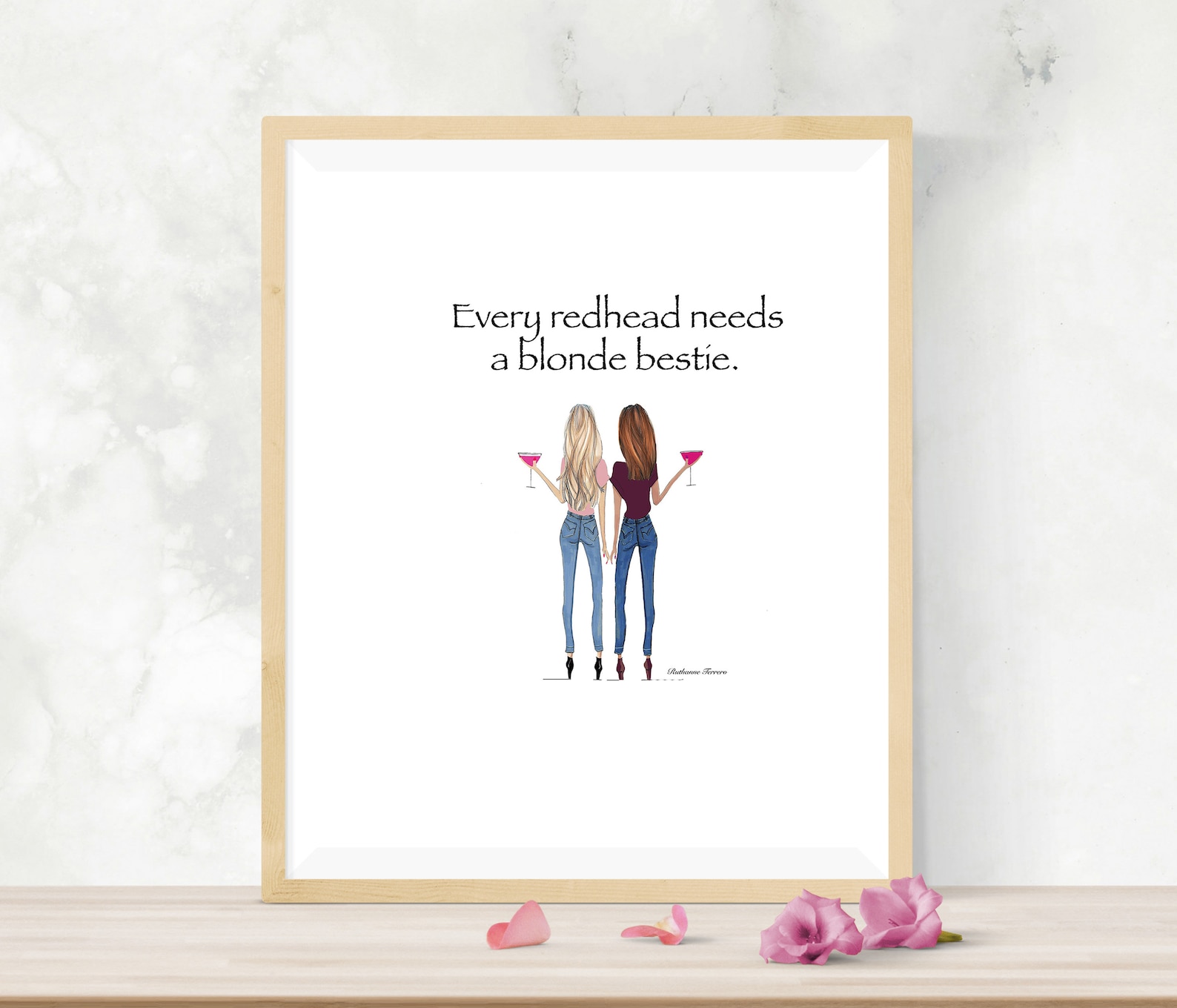 Every Redhead Needs a Blonde Bestie Fashion Illustration gift | Etsy