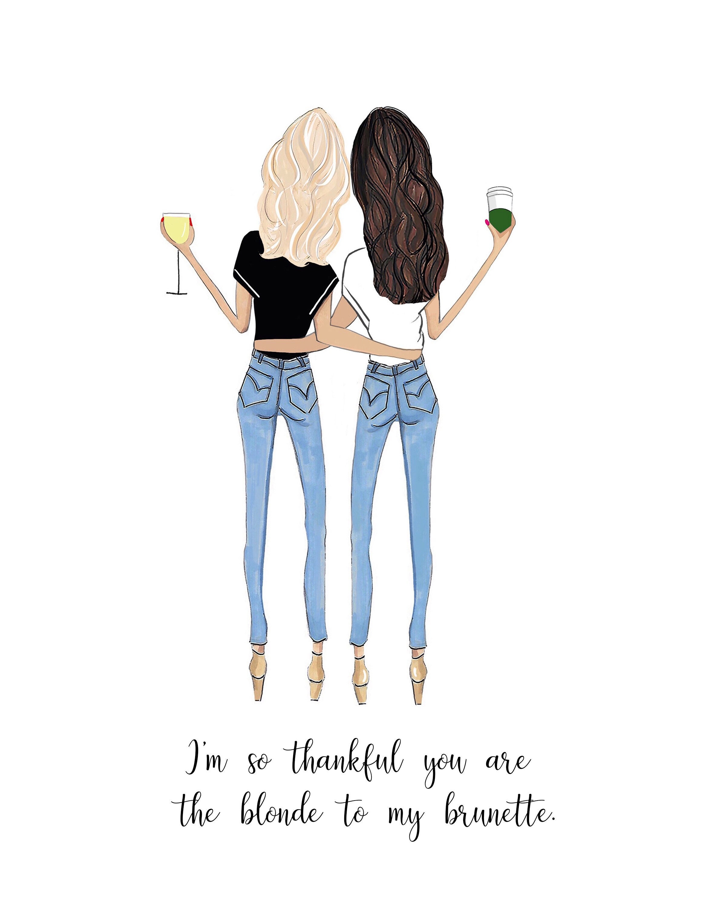 Two Best Friends Hugging Drawing