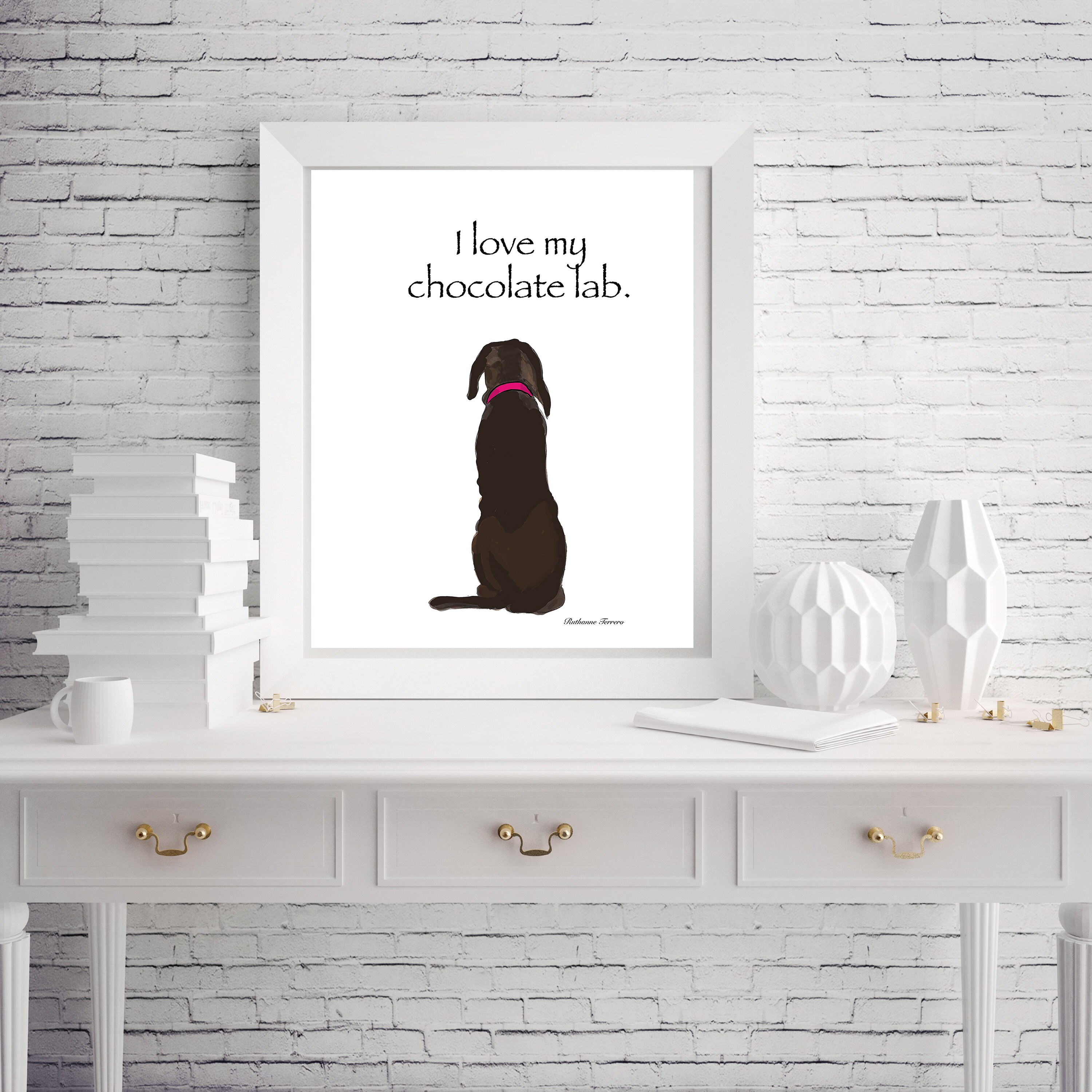 I Love My Chocolate Lab Drawing by Roxy's Illustrations | Etsy