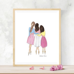 3 Women in a Hug Drawing Digital Download 3 Sisters Drawing | Etsy