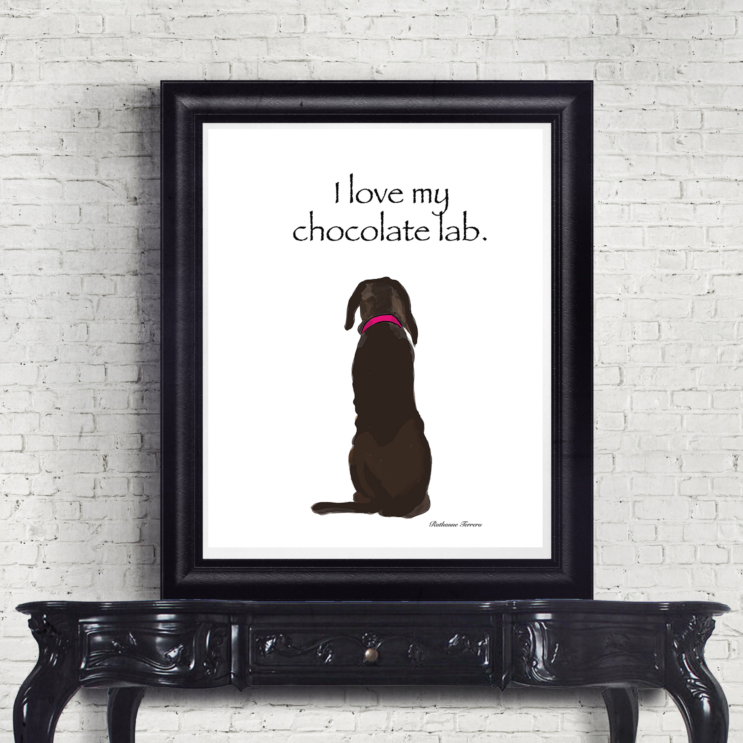 I Love My Chocolate Lab Drawing by Roxy's Illustrations | Etsy