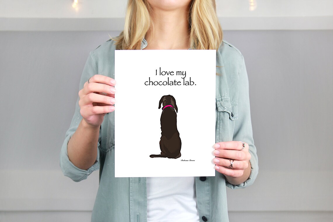 I Love My Chocolate Lab Drawing by Roxy's Illustrations | Etsy