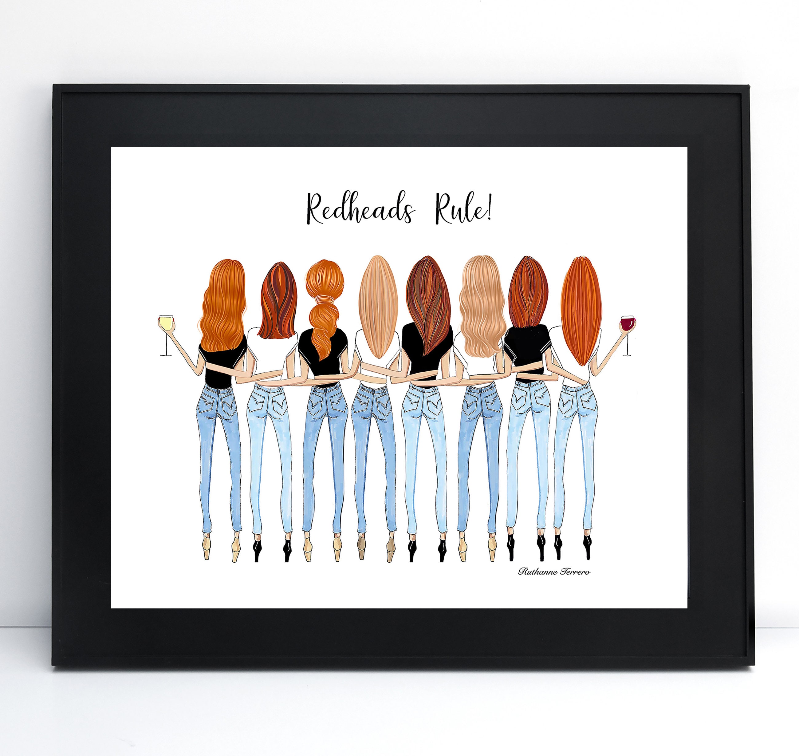 Redheads Rule Wall Art Redhead Empowerment Drawing T For Etsy