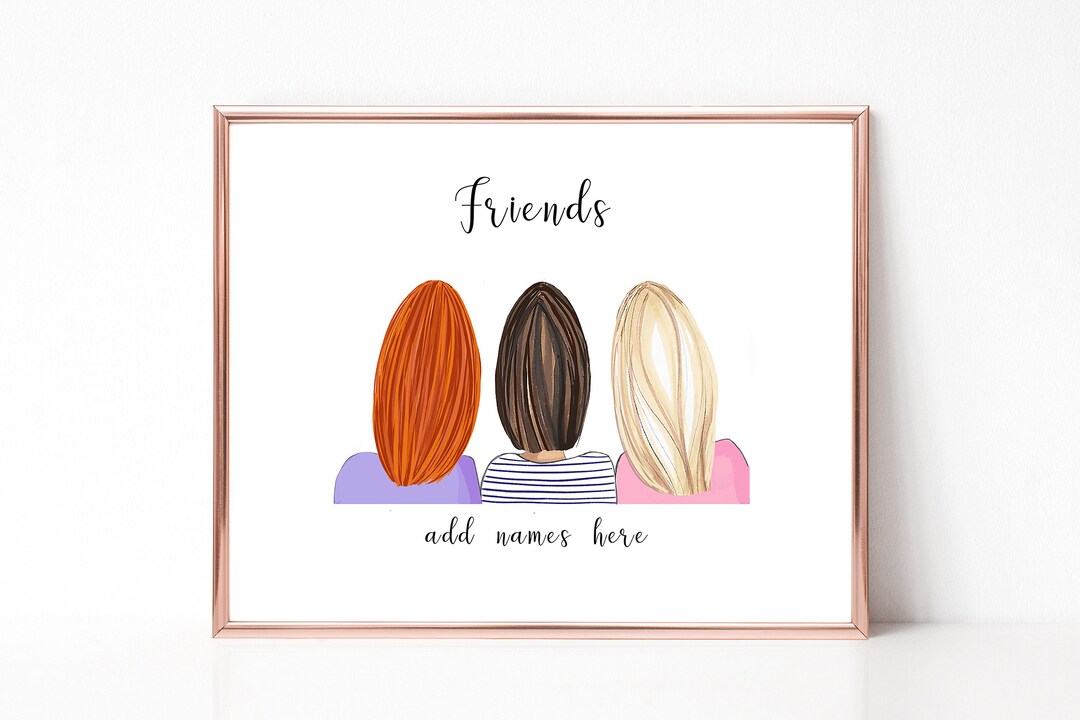 Custom Friend's Drawing by Roxy's Illustrations, Friendship Gift for ...