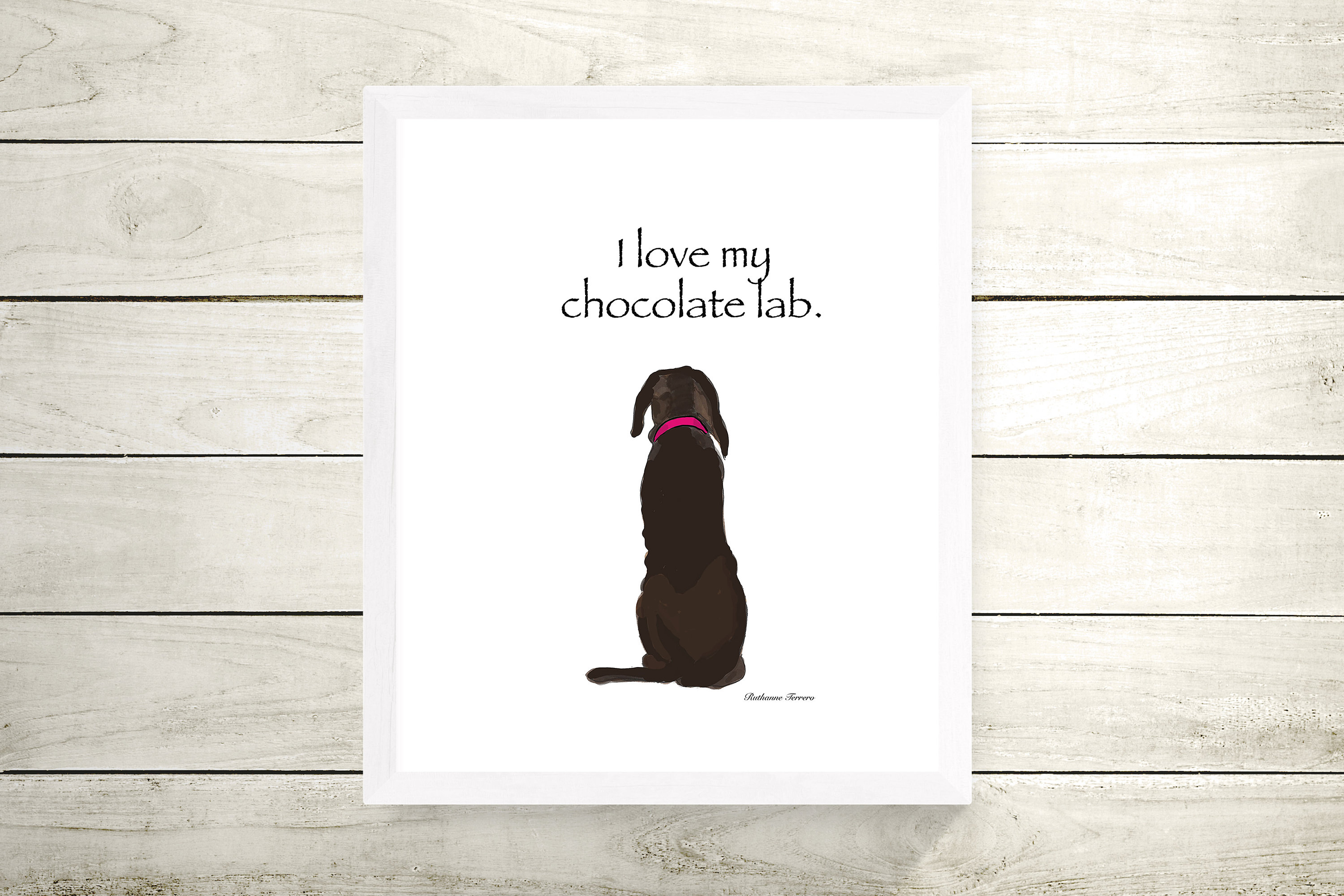I Love My Chocolate Lab Drawing by Roxy's Illustrations | Etsy