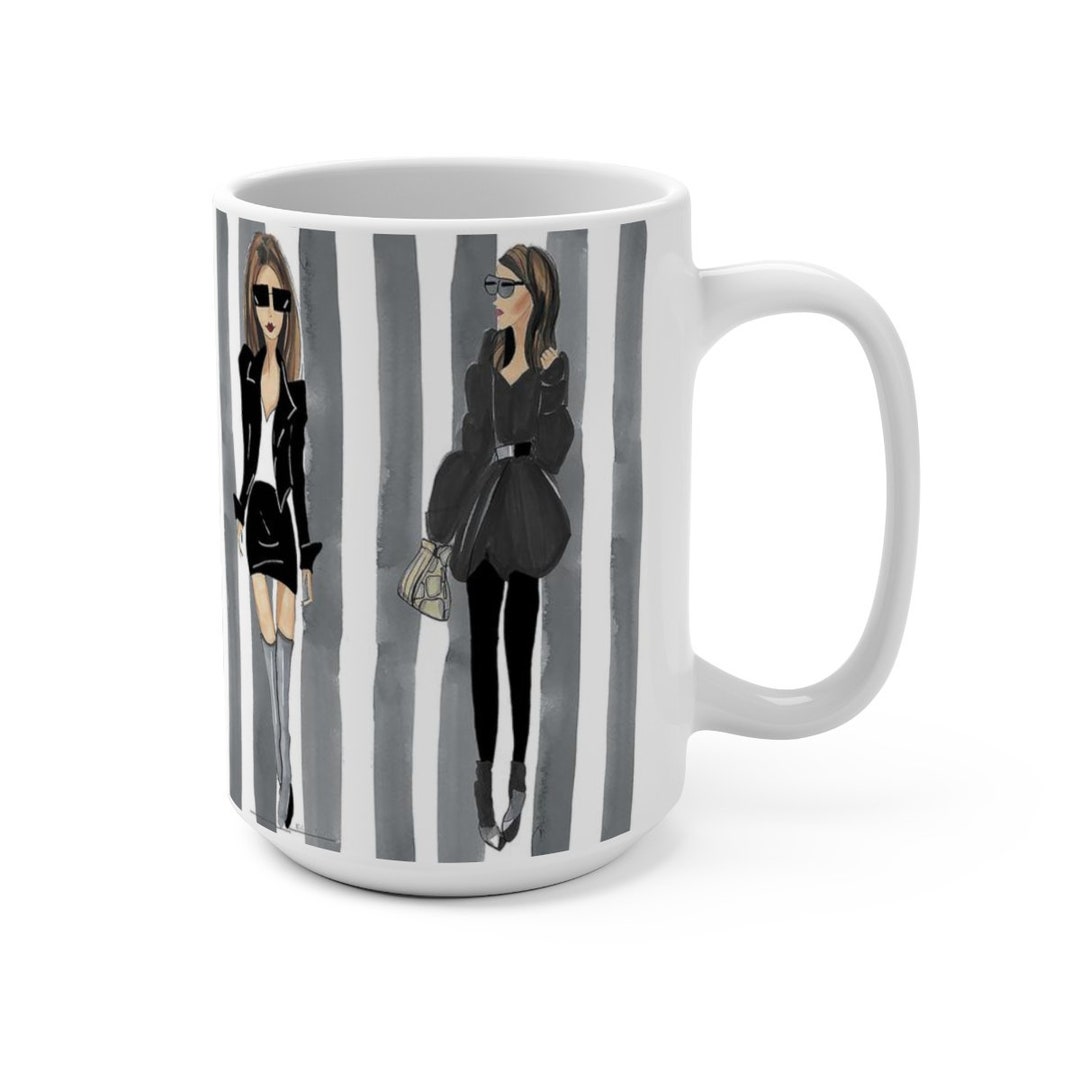 5 Fashionistas Gray Mug 15oz, Fashion Art Coffee Mug, Tea Mug, Gift for ...