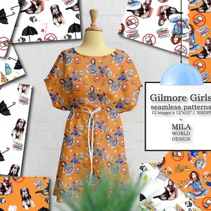 Gilmore Girls Watercolor Digital Paper, Stars Hollow Seamless Pattern ...