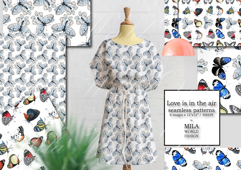 Love is in the Air Watercolor Digital Paper, Valentine Day Samless ...