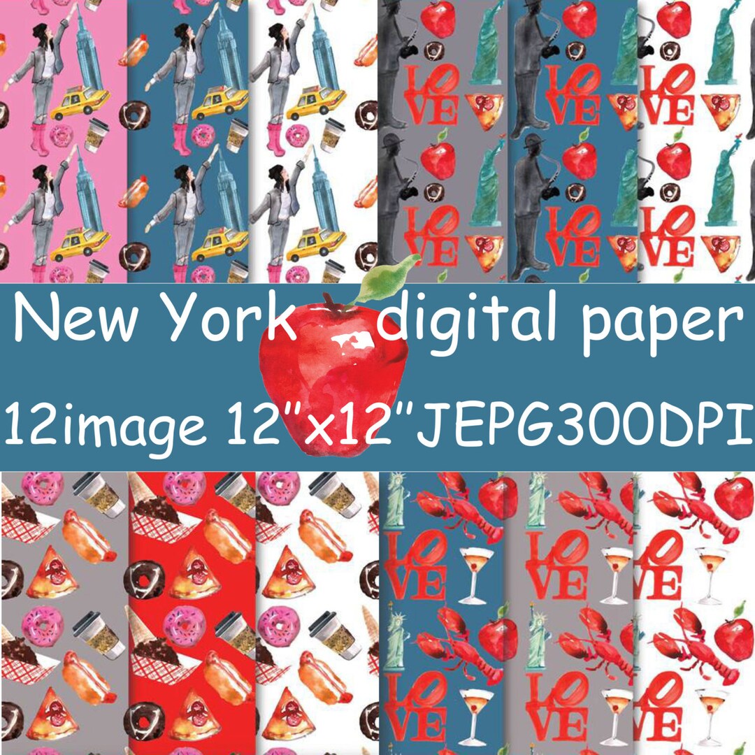 Newatercolor Digital Paper, Watercolor Clipart, New York Digital Paper ...