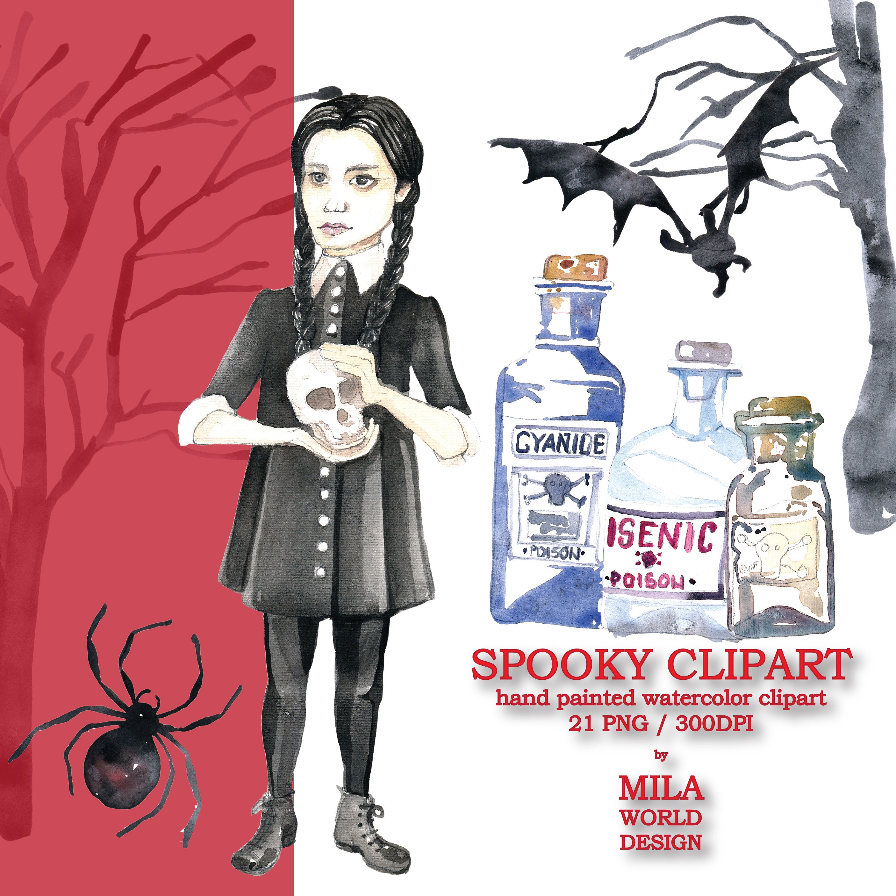 Watercolor Spooky Clip Art Halloween Family Clipart Halloween - Etsy