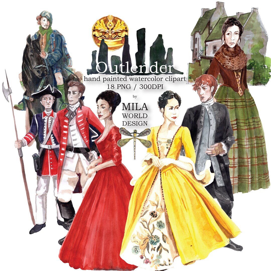 Outlander Watercolor Clip Art, Hand Painted Character Clipart, Instant ...