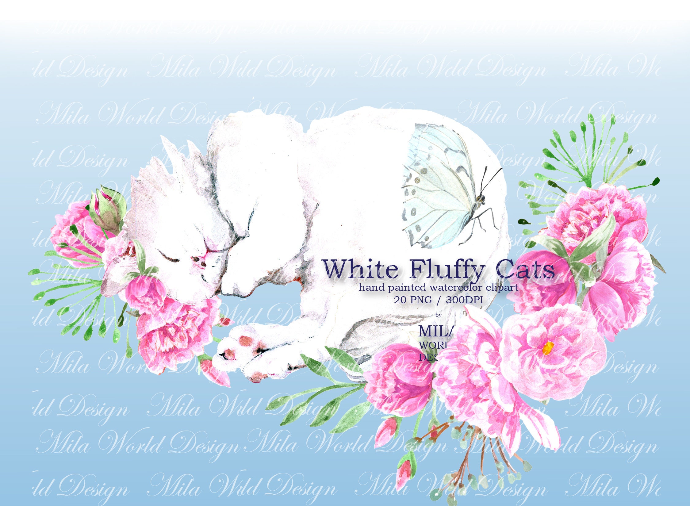 White Fluffy Cats Watercolor Clip Art Fancy Armchair Clip - Etsy