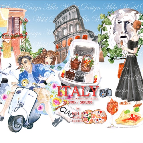 Watercolor Italy Clipart - Etsy