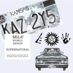 Supernatural Watercolor Clip Art, Hand Painted Characters for Personal ...