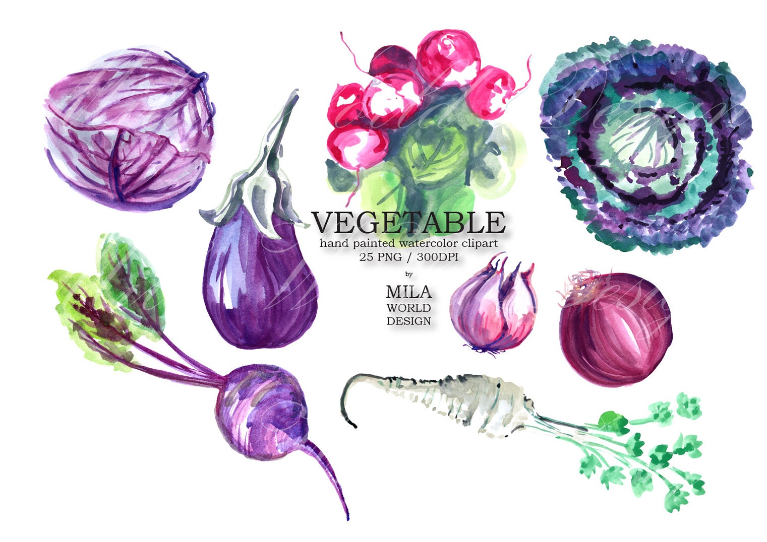 Vegetable Watercolor Clip Art, Hand Painted Vegan Food, Instant ...