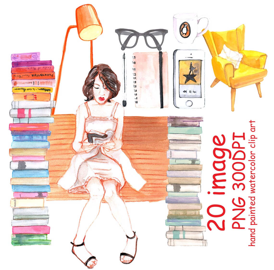 Watercolor Clip Art High School Set Books Clipart Back to - Etsy