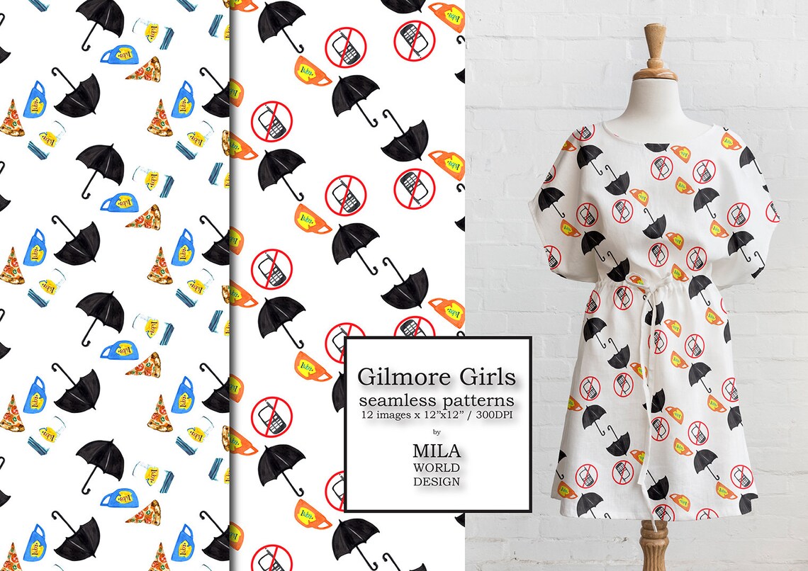 Gilmore Girls Watercolor Digital Paper Stars Hollow Seamless - Etsy